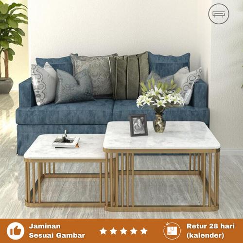 Jual Coffee Table Meja Tamu 2 Susun Marmer White Carrara 80x80 dan ...