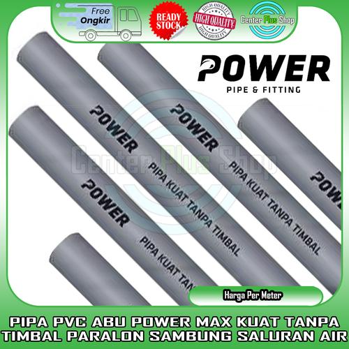 Jual Pipa PVC Abu Power 1 Meter AW C D Paralon Pralon 1/2" 3/4" 1 ...