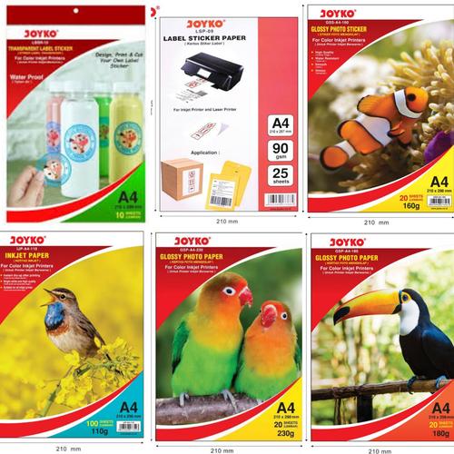 Jual JOYKO PHOTO PAPER GLOSSY MATTE INKJET TRANSPARENT STICKER REGULER ...