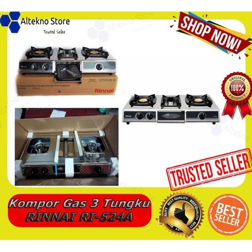 Jual Kompor Gas Rinnai 3 Tungku Kaca Ri-524A Original Resmi Rinnai ...
