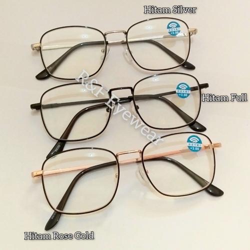 Promo Kacamata Baca Lensa Plus Frame Stainless Pria & Wanita Lensa Blue ...