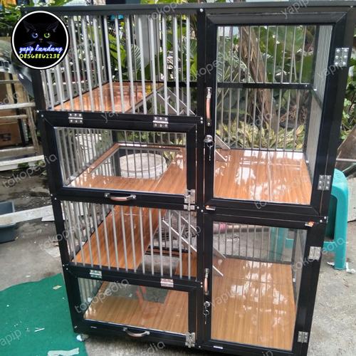 Jual kandang kucing almunium 2 pintu bonus bak pasir dan serokan pasir ...