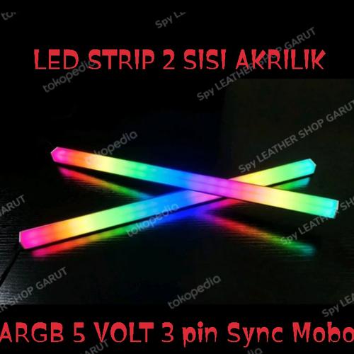 Jual led strip Argb 2 sisi akrilik 5 volt 3 pin sync mobo 15cm x 1,7cm ...