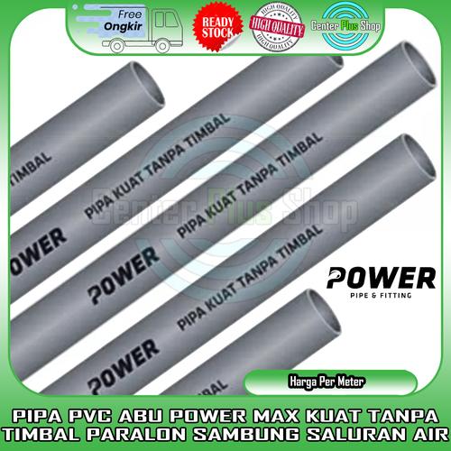 Jual Pipa PVC Power 1 Meter Abu Paralon Pralon Saluran 1,5 2 2,5 inci ...