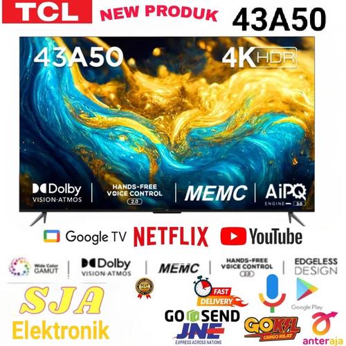 Jual TCL 43A50 Google Smart LED TV 43 Inch UHD 4K MEMC Dolby Atmos HFVC 2.0 - Jakarta Barat ...