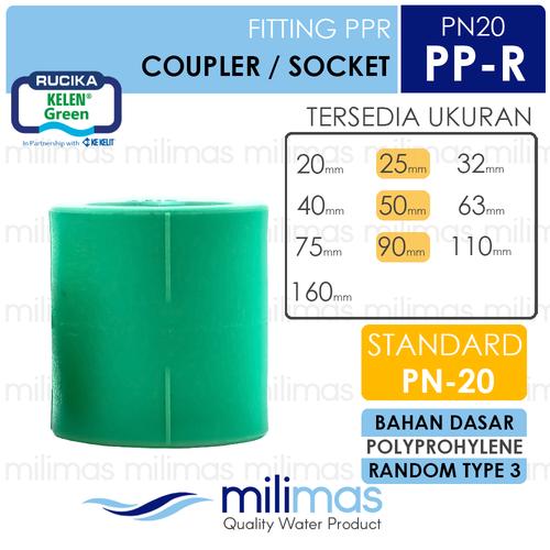 Jual RUCIKA GREEN PPR Coupler - Straight Socket - Sok PN20 Air Panas ...