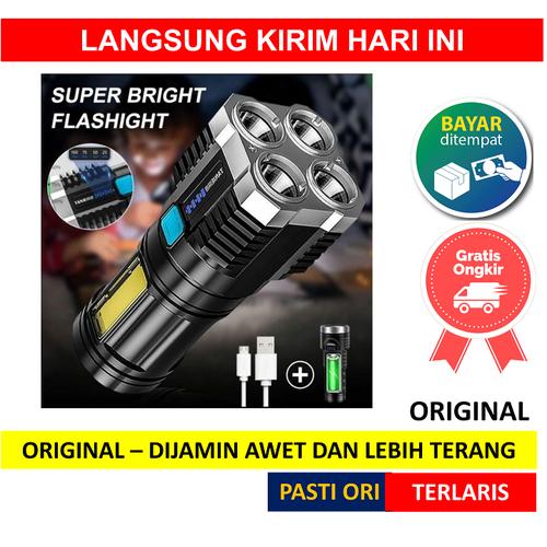 Jual Senter SUPER BRIGHT LED 4 Mata COB Light Super Terang 48 W 20 W ...
