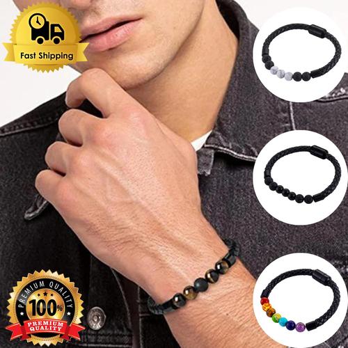 Promo Gelang Pria Kulit Hitam Batu Lava Hitam 7 Chakra Tiger Eye Asli ...