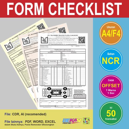 Jual Cetak Form Checklist Kendaraan / Bengkel Pengirman Mobil / Towing ...