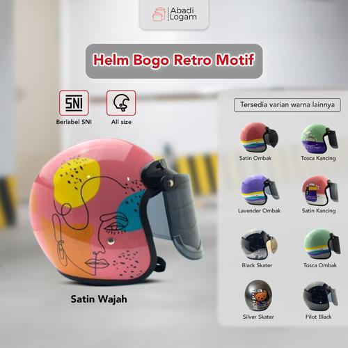 Jual Helm Bogo Retro Dewasa Motif Wanita Pria Warna Terkini SNI - PILOT ...
