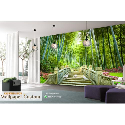 Jual wallpaper dinding custom 3d tema hutan / forest - serat jeruk ...