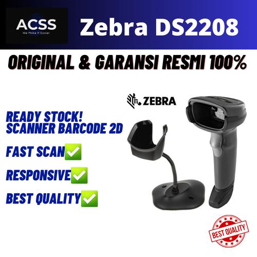 Jual Zebra DS2208 2D Wire Barcode Scanner, Stand & USB Original Resmi ...