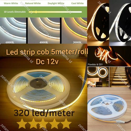 Jual LED Strip Cob 12V DC LED Selang Cob 5M/Roll - 3000K - Jakarta ...
