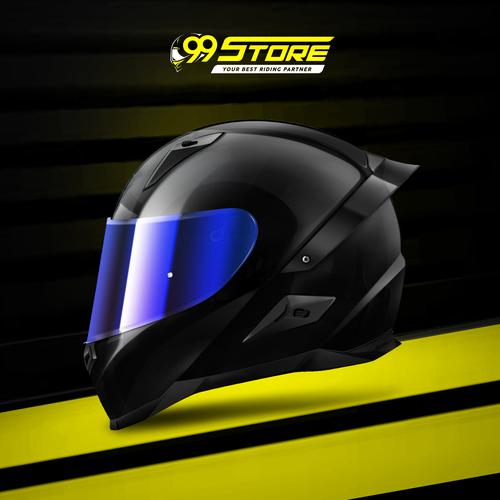 Jual Helm Fullface Ganteng Sporty Snail FFs1 Black Glossy Visor Blue ...