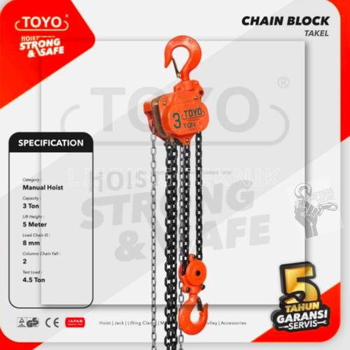 Jual Chain Block 3 Ton x 5 Meter / Takel 3 Ton / Toyo Chain Block 3 Ton ...