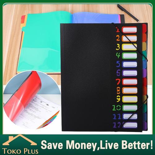 Jual 12 Pockets Map File Dokumen A4 Dokumen Keeper File Organizer ...