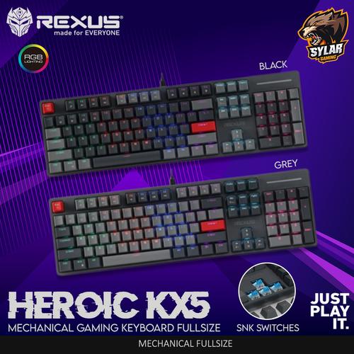 Jual Rexus Heroic KX5 / KX-5 RGB Mechanical Gaming Keyboard Fullsize ...