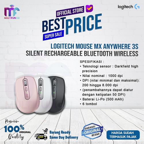 Promo Logitech Mouse Mx Anywhere 3s Silent Rechargeable Bluetooth