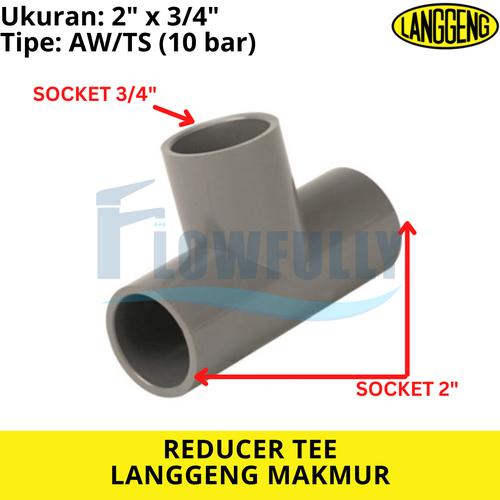 Jual REDUCER TEE TS 2 x 3/4 INCH PVC LANGGENG T POLOS AW SAMBUNGAN PIPA ...