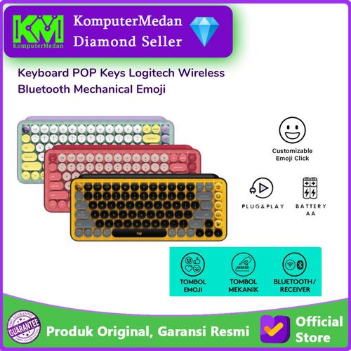 Promo Logitech POP Keys Keyboard Wireless Mechanical Compact, Emoji ...