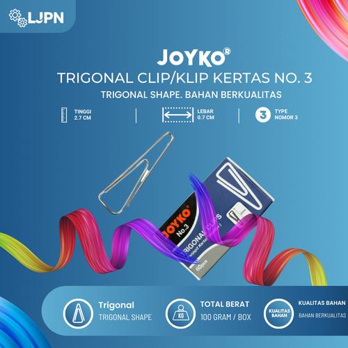 Jual Trigonal Clip Klip Penjepit Kertas Segitiga Joyko - No. 3 - 60Pcs ...