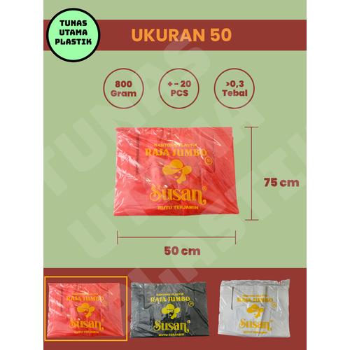 Jual Kantong Plastik Kresek Raja Jumbo Susan 800gr Uk 50 Merah Putih ...
