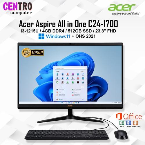 Jual PC AIO Desktop All In One PC Acer C24 1700 i3 1215U 512GB 23,8 ...