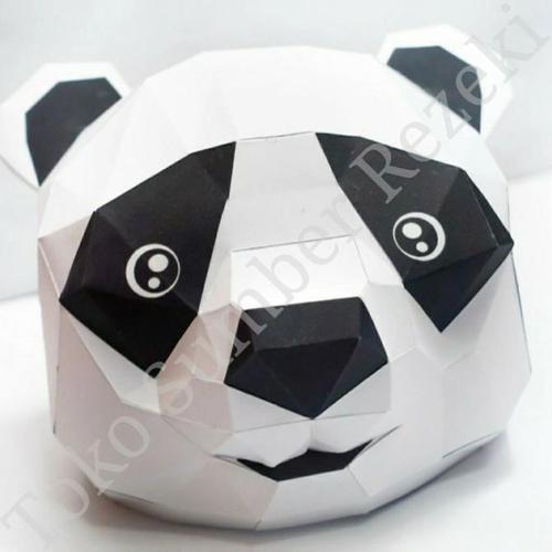Jual Bear Mask DIY Papercraft Pola 3D Topeng Panda Head Paper Craft ...