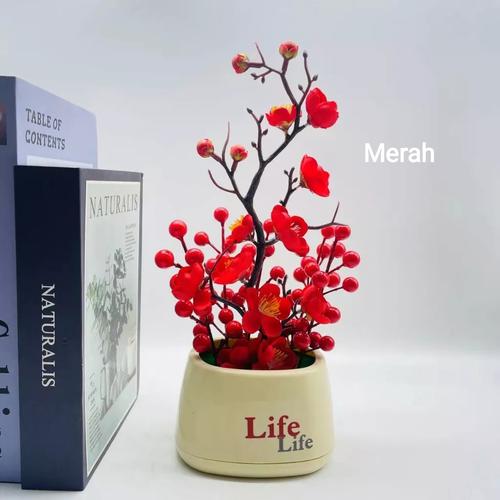 Jual Bunga Rose Mawar Artificial dengan Pot Bunga Mini Hiasan Meja ...