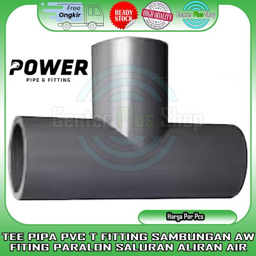 Jual Tee AW 3" 4" 2" PVC T Power Sambungan Pipa Paralon Fitting Polos tebal - 2" - Kota ...