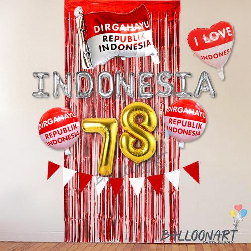 Jual DIRGAHAYU 76 DEKORASI SET/BALON DEKORASI 17AN/KEMERDEKAAN/17 ...