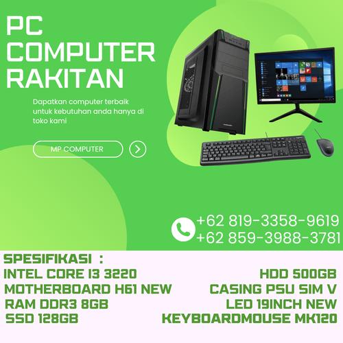 Promo Paket Komputer Rakitan Core i3 3220 8GB 128GB 500GB Full Set ...