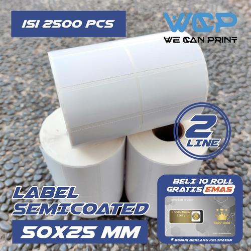 Jual LABEL SEMICOATED 50X25 (2 LINE) KERTAS STIKER LABEL BARCODE 50 X ...