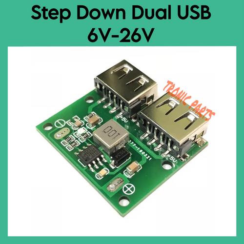 Jual Step Down Dual USB 6V-26V to 5v 3A Charger Module Buck Converter ...