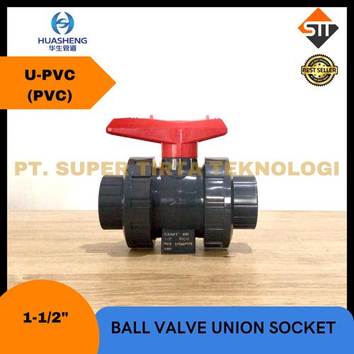Jual U-PVC (PVC) Ball Valve Union Socket Sch.80 PN10 - 1-1/2" - Kab ...