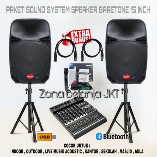 Jual PAKET SOUND SYSTEM INDOOR OUTDOOR SPEAKER BARETONE 15 INCH ...
