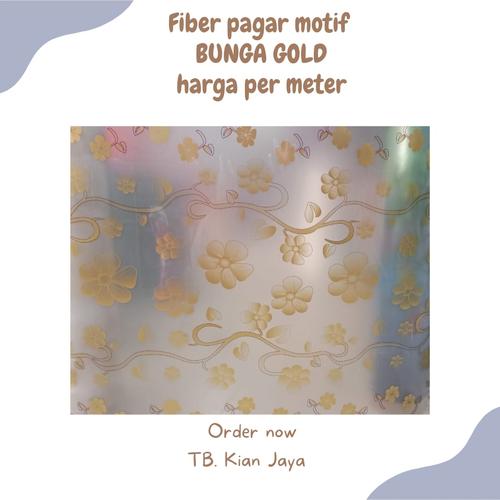 Jual Fiber Penutup Pagar Plastik Motif BUNGA GOLD / harga per meter ...
