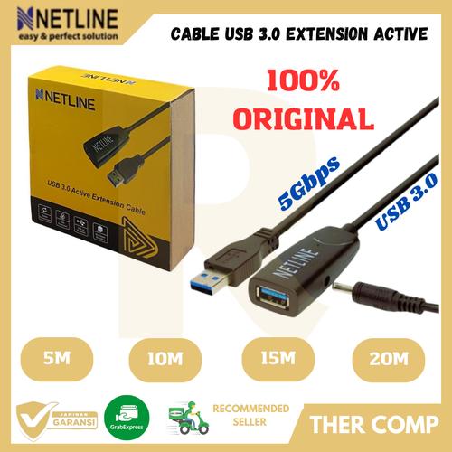 Jual Kabel Usb 3.0 Extension Aktif 15 Meter With Power Adapter Netline ...