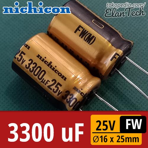 Jual Elco 3300uF 25V Nichicon FW Gold Kapasitor 3300 uF Capacitor ...
