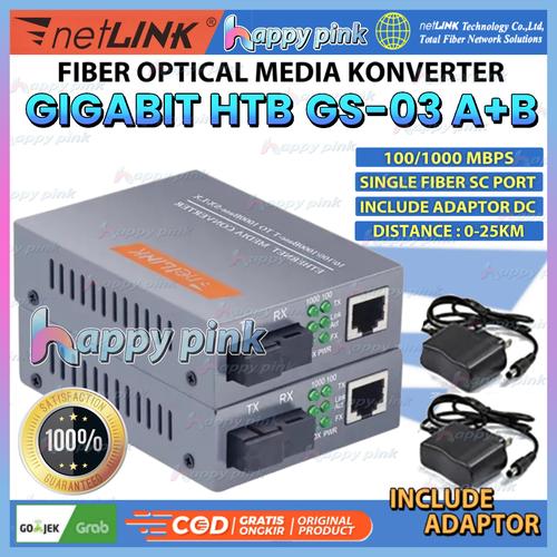 Jual HTB-GS-03 A+B gigabit media converter gigabit RJ45 - FO netlink ...