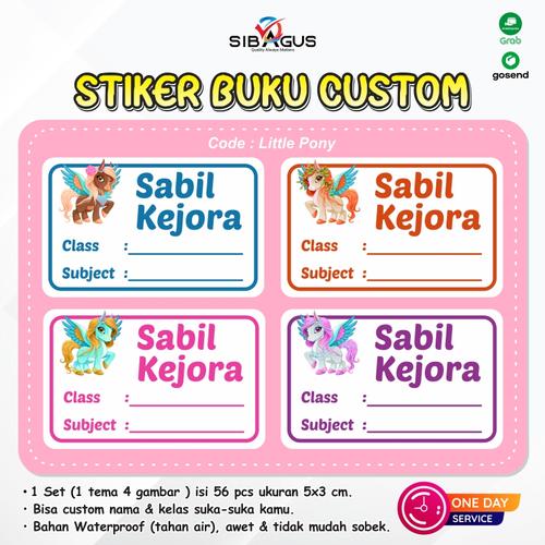 Jual Stiker Buku Custom Label Buku Anak isi 54 pcs - Little Pony, 5x3 ...