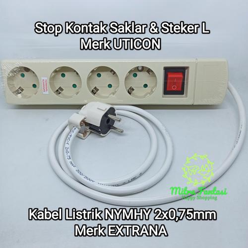 Jual Stop Kontak Saklar UTICON 4 Lubang Stopkontak On Off Arde Kabel ...