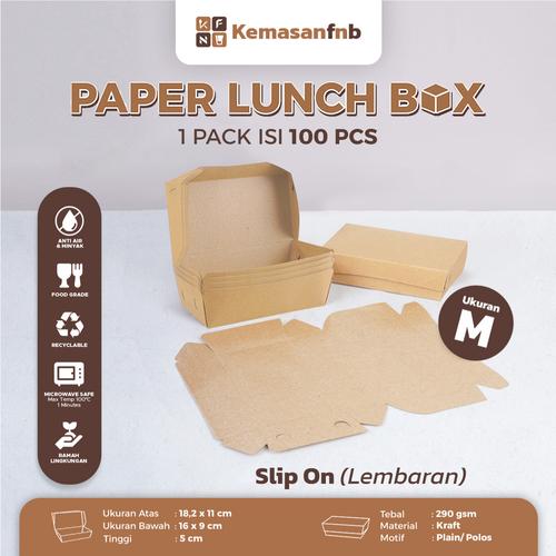 Promo Paper Lunch Box [Slip On] 1 Pack Isi 100 Pcs kraft 290gr 1PE ...