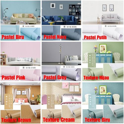 Jual WALLPAPER DINDING 45 cm x 10 M MINIMALIS POLOS Warna Pastel ...