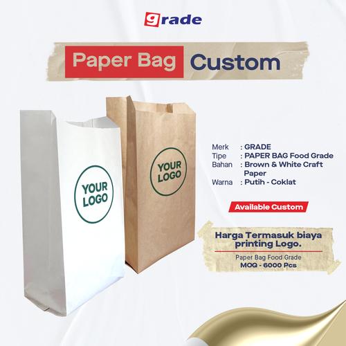 Jual Paper Bag Custom Logo GRADE Kantong Kertas Roti Kue Food grade ...