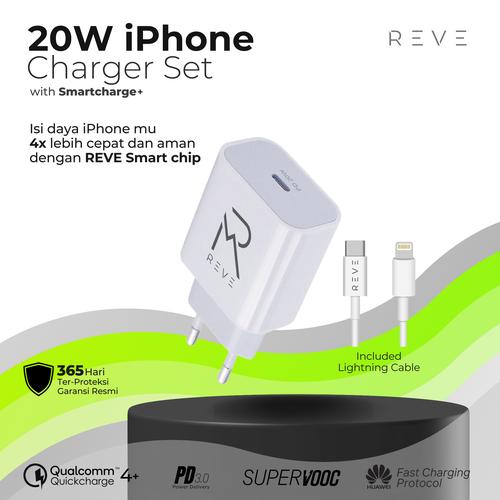 Jual Reve Power Delivery 20 Watt PD Charger set with C to Lightning ...
