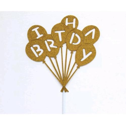 Jual Glitter Happy Birthday Cake Topper - Hbd balon gold - Jakarta ...