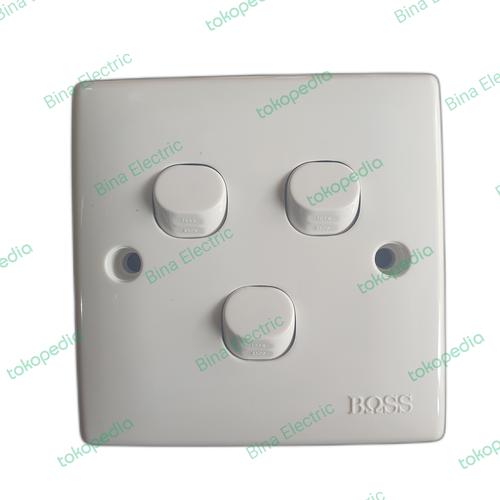 Jual Saklar Boss Triple 3 Gang B33/1/2A / Saklar Boss 3 Gang 1 Way 10A ...