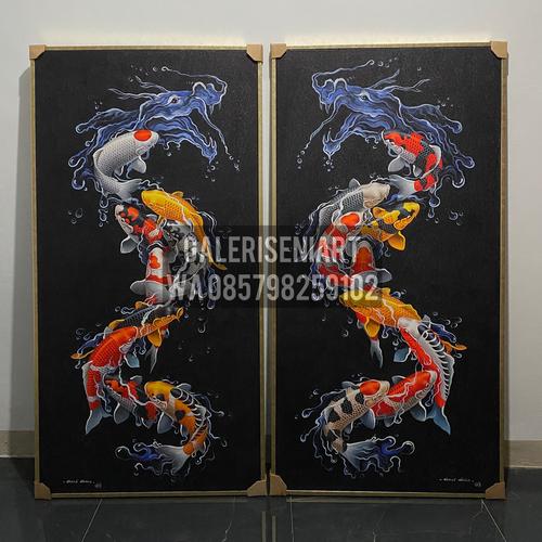 Jual lukisan ikan koi naga | Lukisan koi naga combo hemat include ...