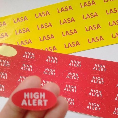 Jual Stiker Label Lasa dan High Alert Oval ukuran 1.5 cm x 3 cm - High ...